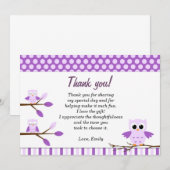 Owl Thank You Card Note Purple | Zazzle