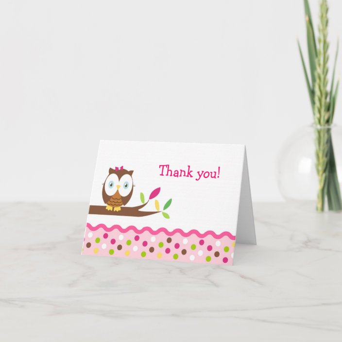 Owl Thank You Note Cards girls | Zazzle.com