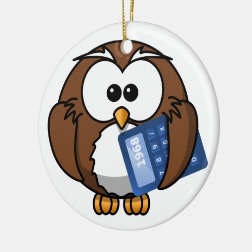 Owl with Calculator, math, student, accounting, Ceramic Ornament | Zazzle