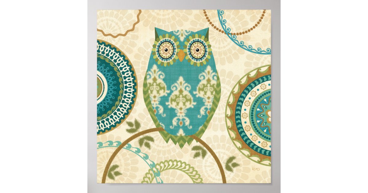 Owl with Circular Patterns Poster | Zazzle