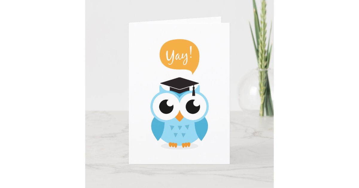 Owl with graduation hat congratulation card | Zazzle