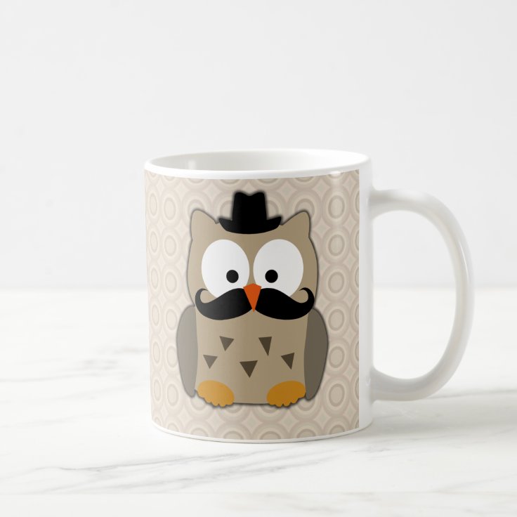 Owl with Mustache and Hat Coffee Mug | Zazzle
