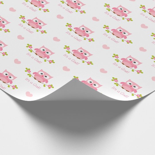 Owl Wrapping Paper Baby Girl Pink It's A Girl | Zazzle.com