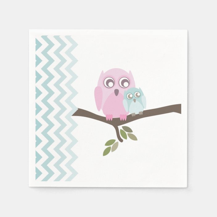 Owls + Chevron Boy Baby Shower Napkins | Zazzle.com
