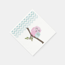 Owls + Chevron Boy Baby Shower Napkins | Zazzle