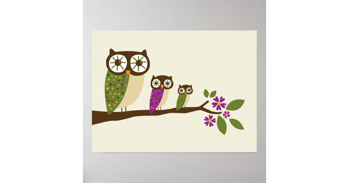 owls in a row canvas poster | Zazzle.com