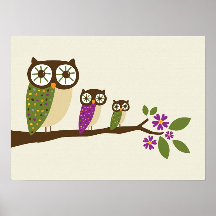 owls in a row canvas poster | Zazzle.com