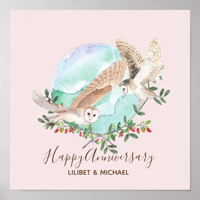 Owls Personalized Poster | Zazzle