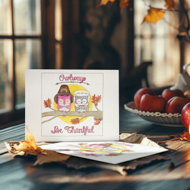 Owlways Be Thankful Inspirational Postcard | Zazzle