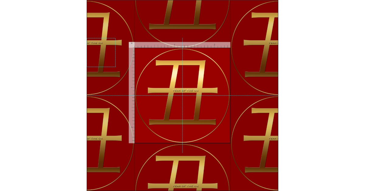 Ox Year Gold embossed effect Symbol Zodiac Fabric | Zazzle