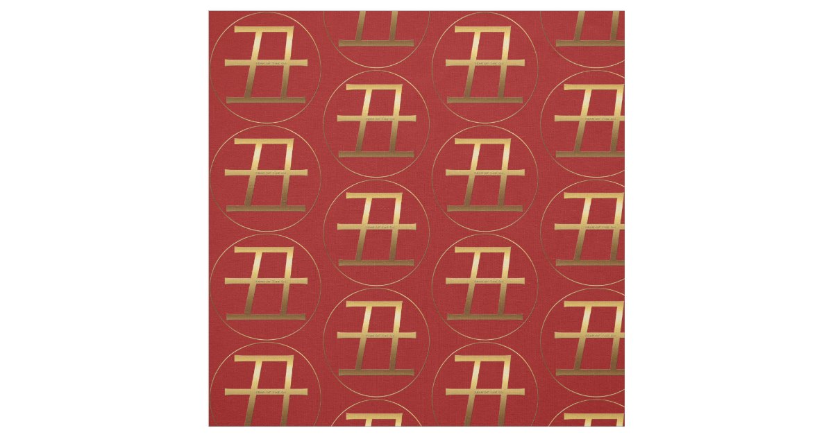Ox Year Gold embossed effect Symbol Zodiac Fabric | Zazzle