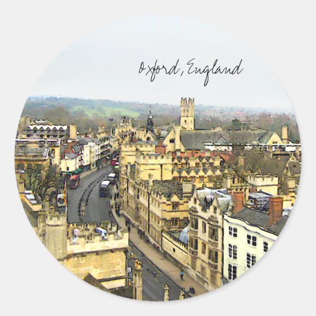 Oxford, England, High St View Classic Round Sticker | Zazzle