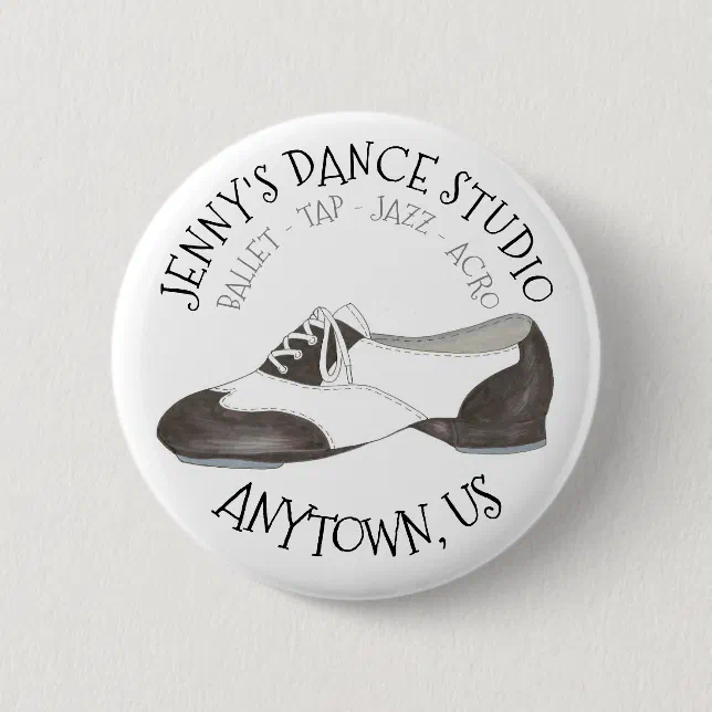 Oxford Tap Shoe Custom Dance Studio Tapper Pinback Button | Zazzle