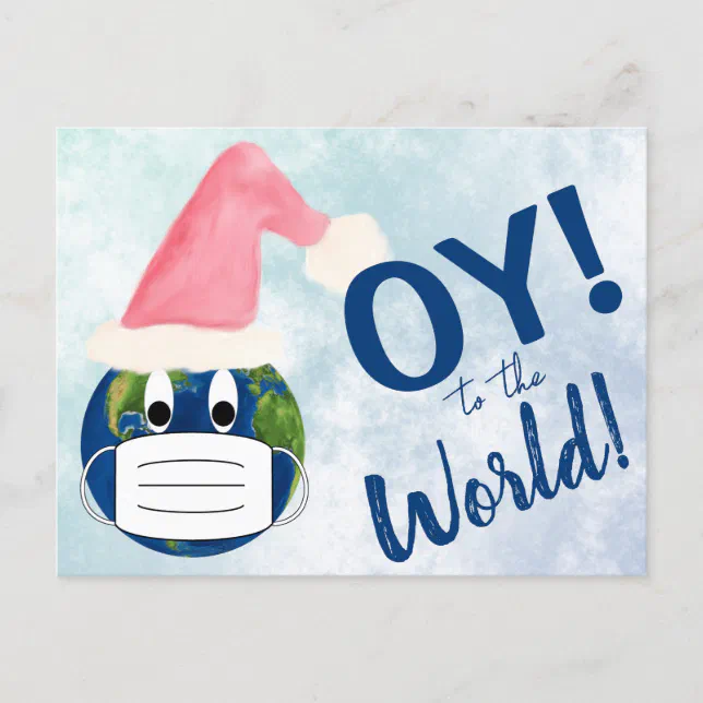 OY to the World Funny Face Mask Pandemic Holiday Postcard | Zazzle
