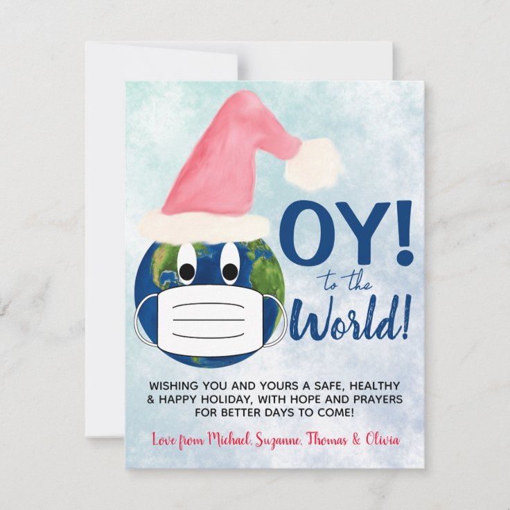 OY to the World! Funny Pandemic Christmas Hanukkah Holiday Card | Zazzle