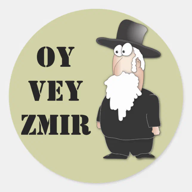 Oy Vey Funny Jewish rabbi - cool cartoon Classic Round Sticker | Zazzle