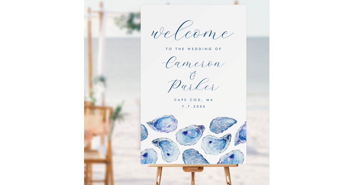 Oyster Blue Watercolor Welcome Sign | Zazzle