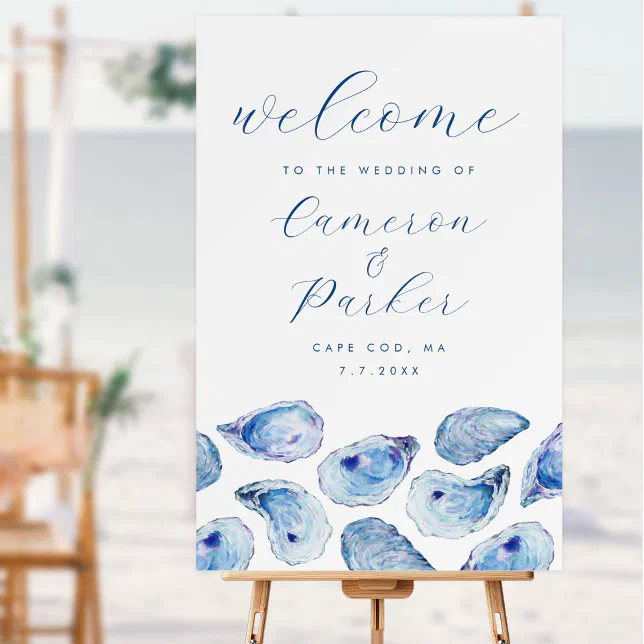 Oyster Blue Watercolor Welcome Sign | Zazzle