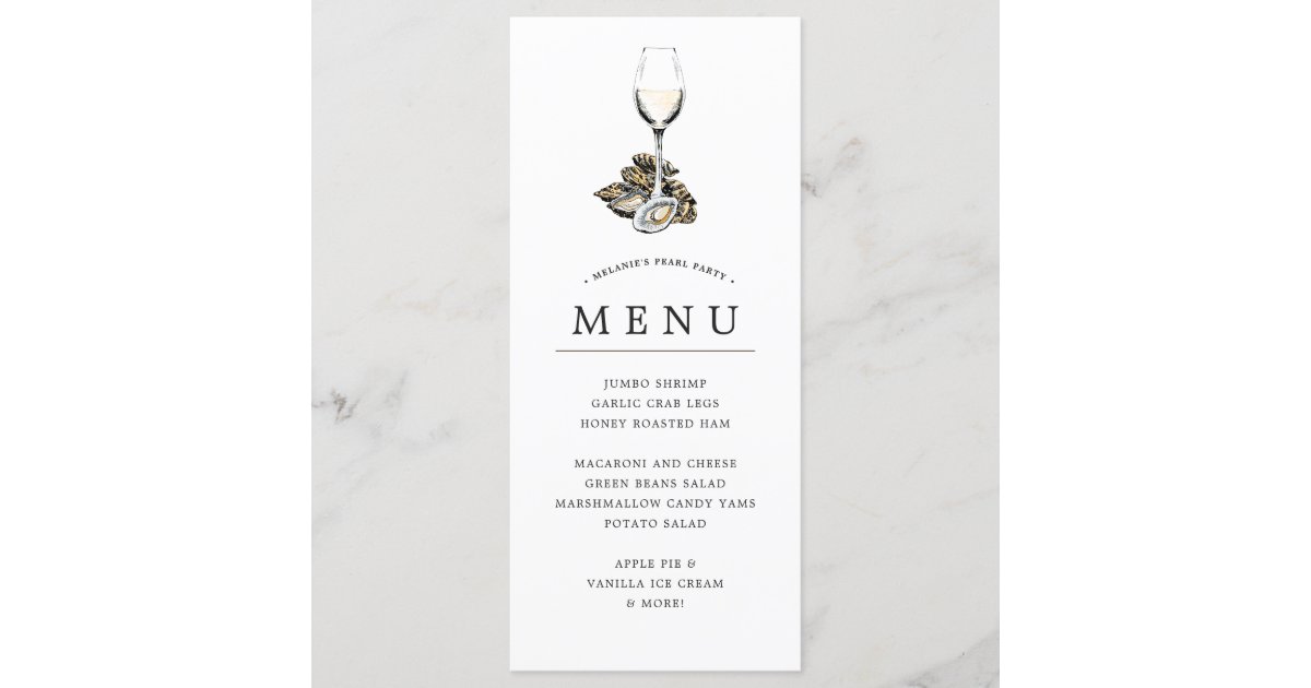 Oyster Pearl Party | Peach Theme Menu | Zazzle
