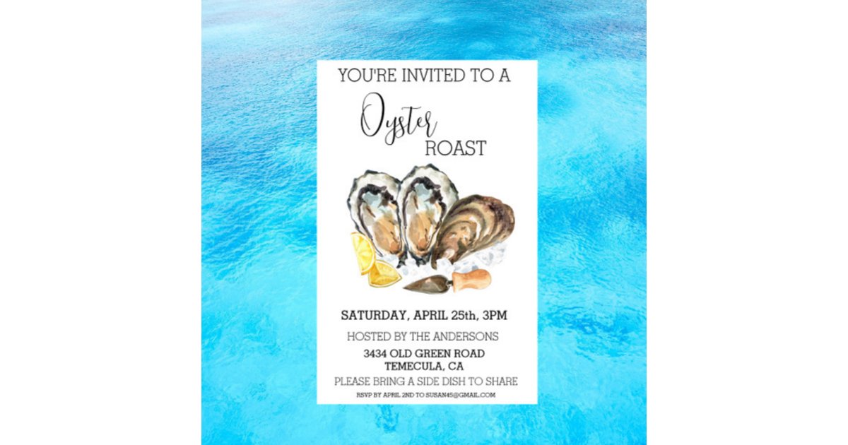 Oyster Roast Invitation Watercolor Cookout | Zazzle