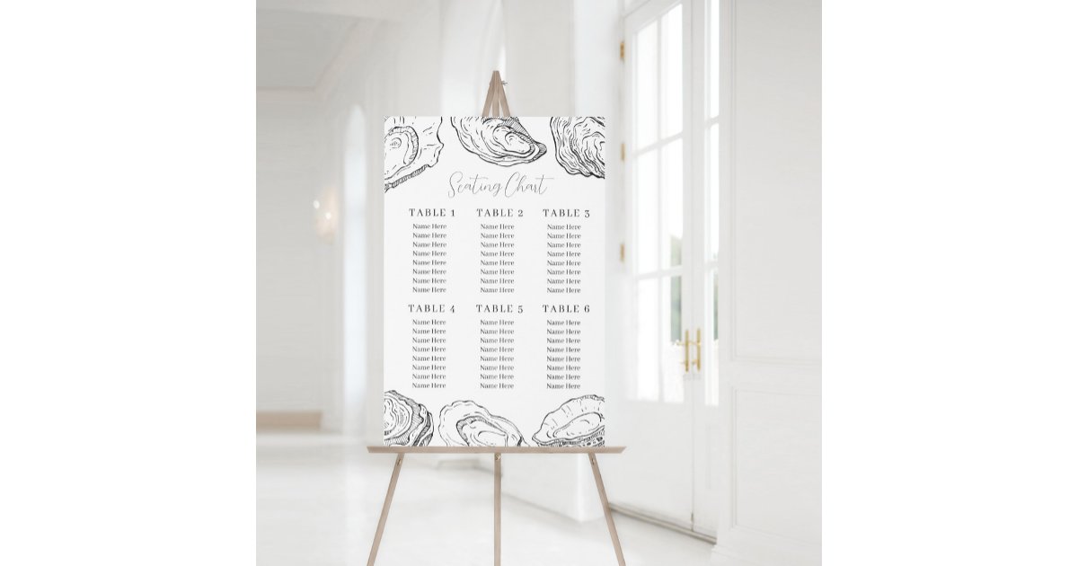 Oyster Wedding Table Seating Chart Faux Canvas Print | Zazzle