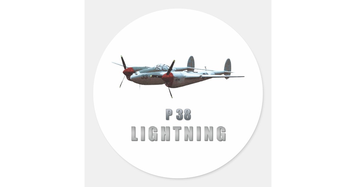 P38 Lightning Classic Round Sticker | Zazzle