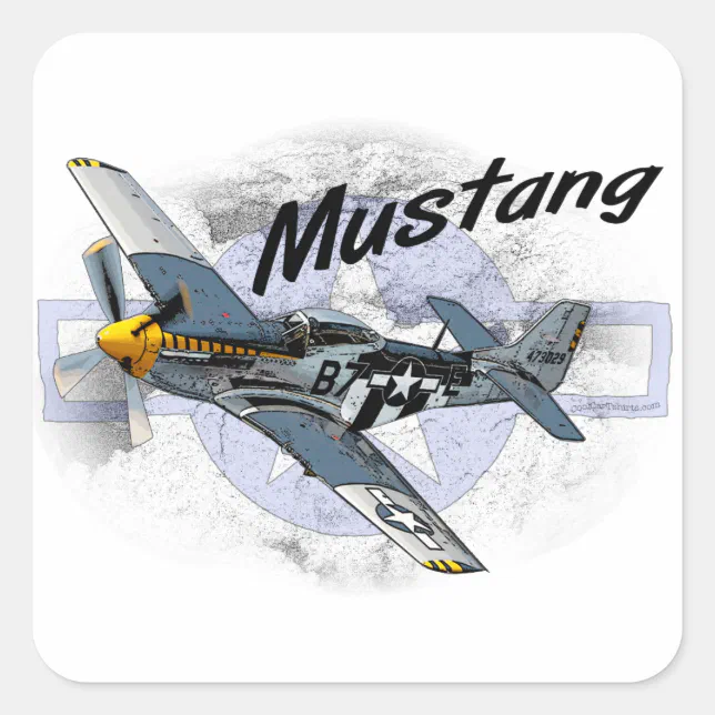 P51 Mustang Square Sticker | Zazzle