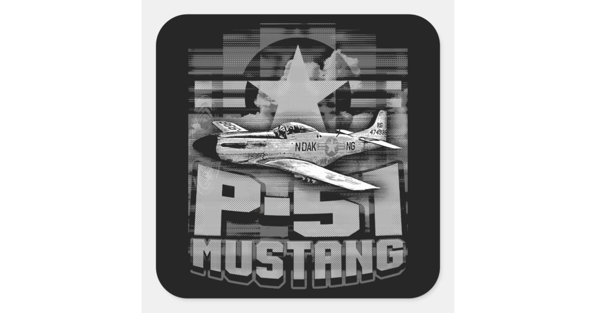 P-51 Mustang Square Sticker | Zazzle
