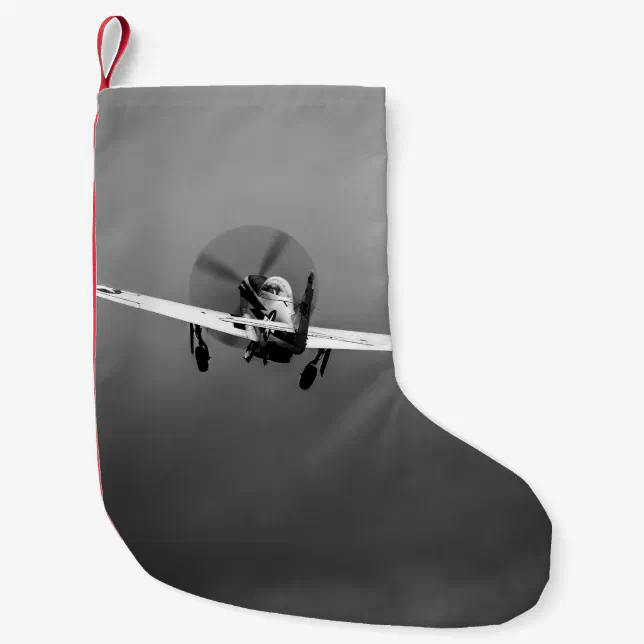 P-51 Mustang takeoff in storm Small Christmas Stocking | Zazzle