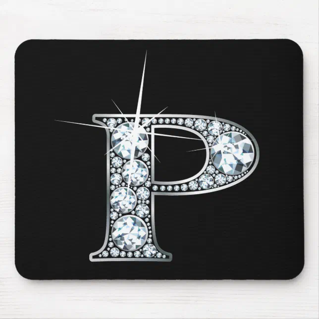 "P" Diamond Bling Mousepad | Zazzle