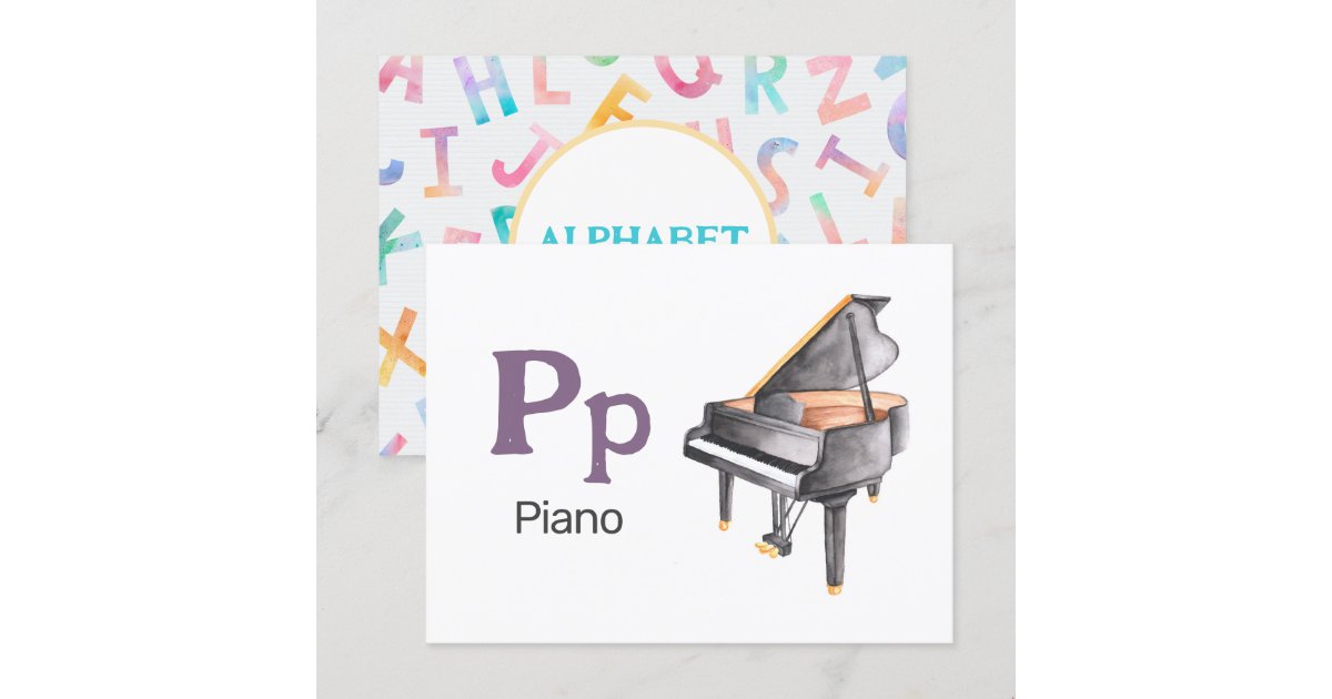 P is for Piano - Alphabet Flash Card | Zazzle
