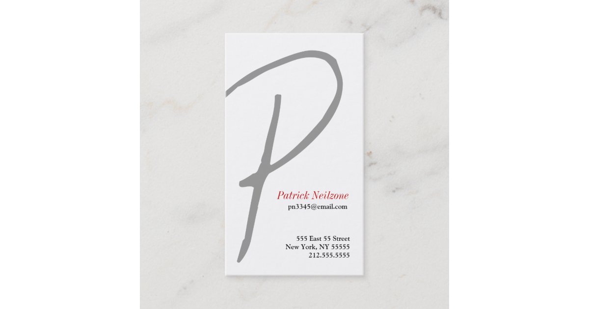 P Letter Alphabet Business Card Grey | Zazzle