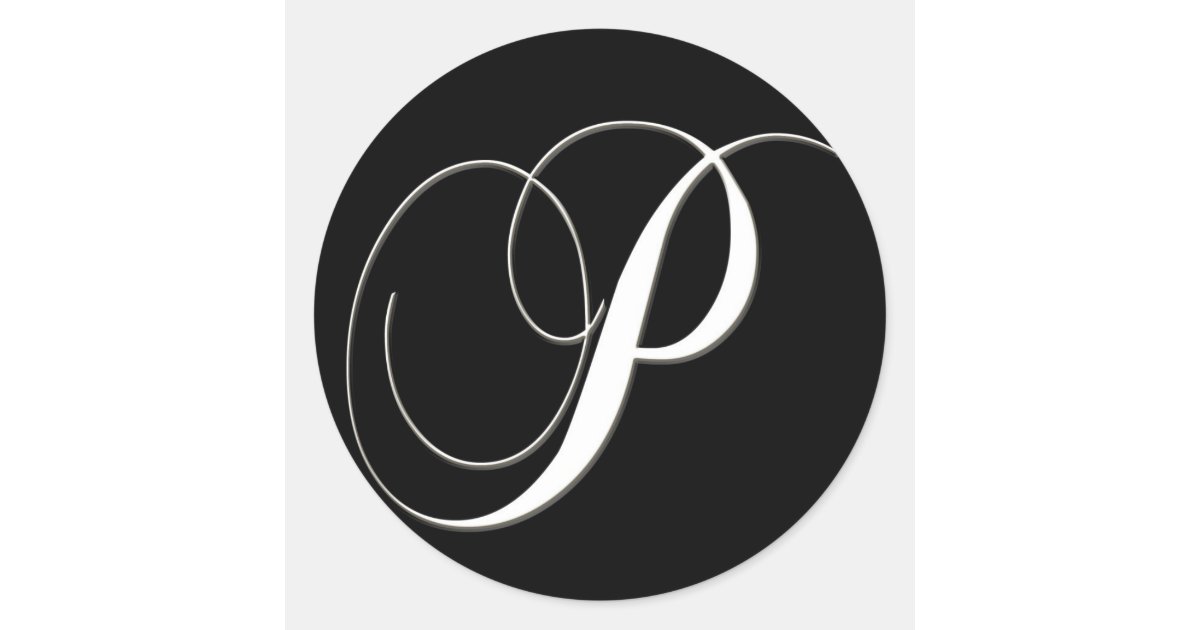 P monogram - elegant black and white classic round sticker | Zazzle