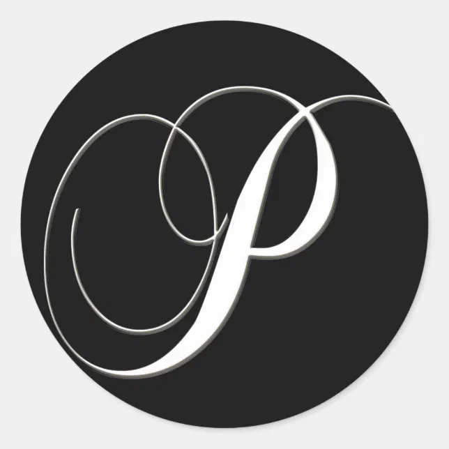 P monogram - elegant black and white classic round sticker | Zazzle