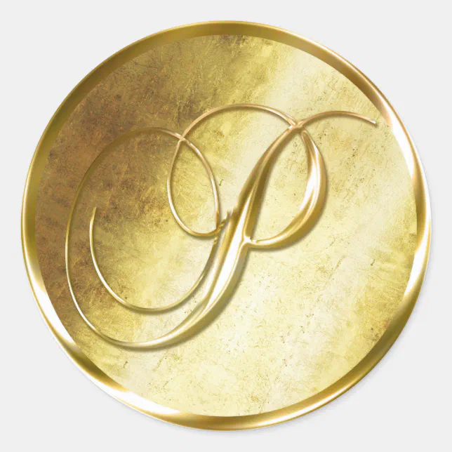 P Monogram Faux Gold Envelope Seal Stickers | Zazzle