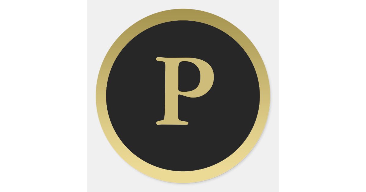 P :: Monogram P Elegant Gold and Black Stickers | Zazzle
