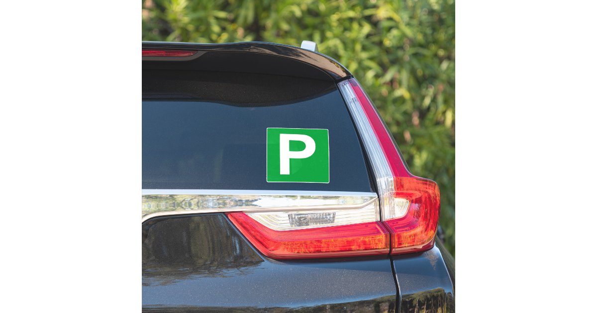 P Plate Green / White Sticker | Zazzle