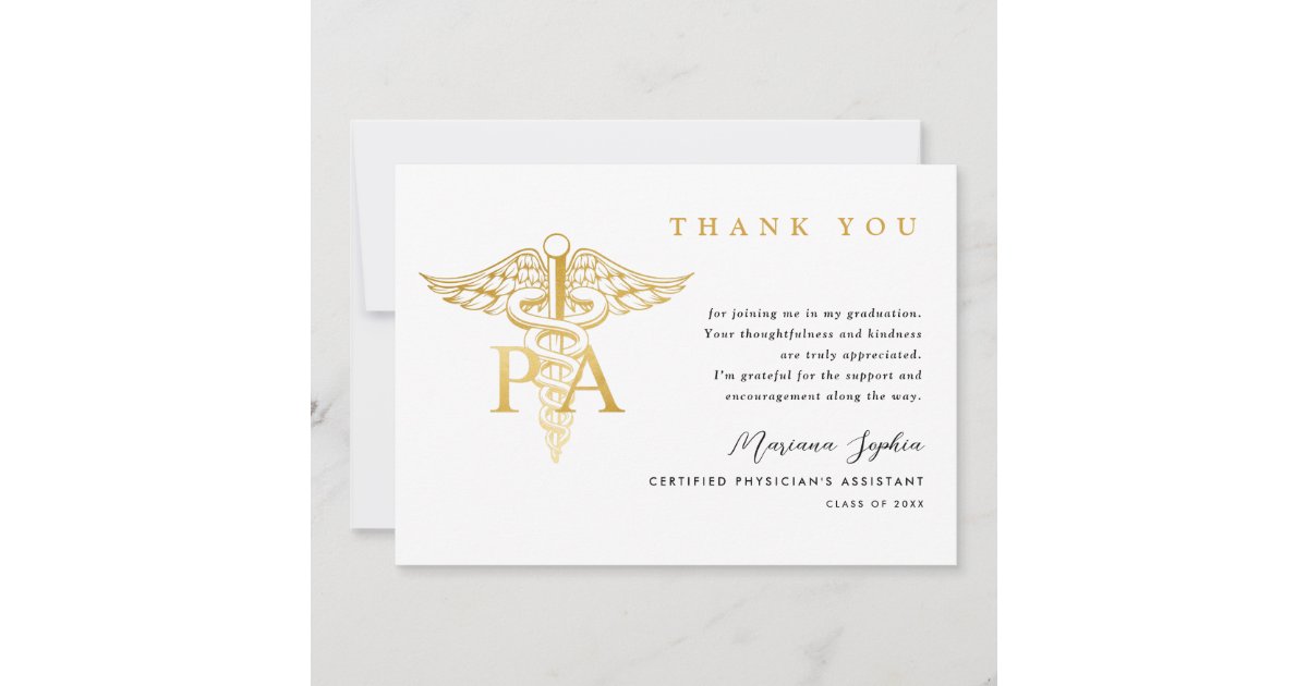 PA Caduceus Graduation Thank You Card | Zazzle