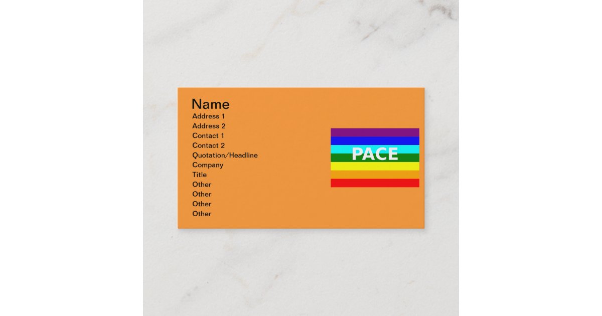 Pace(Peace) Flag Italian Business Card | Zazzle