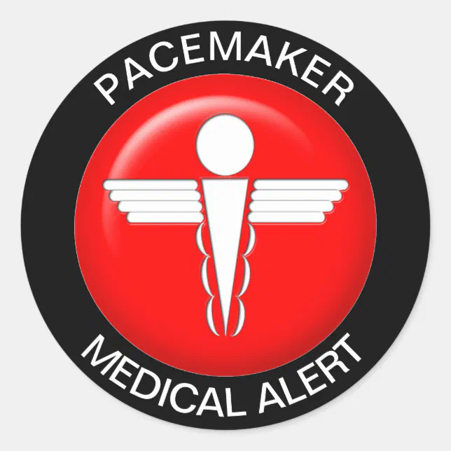 Pacemaker Medical Alert - Round Sticker | Zazzle
