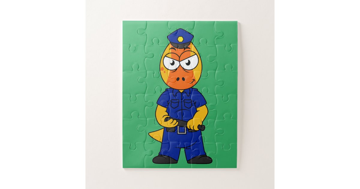 Pachycephalosaurus Police Officer. Jigsaw Puzzle | Zazzle