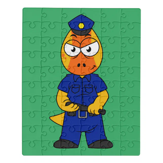 Pachycephalosaurus Police Officer. Jigsaw Puzzle | Zazzle