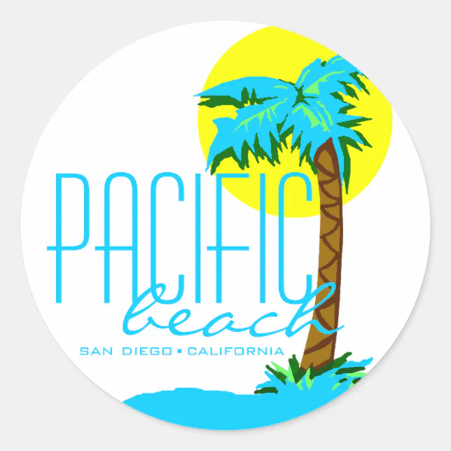 Pacific Beach- San Diego Classic Round Sticker | Zazzle