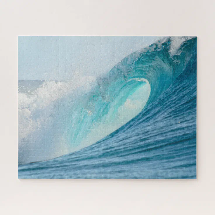 Pacific big surfing barrel wave breaking jigsaw puzzle | Zazzle