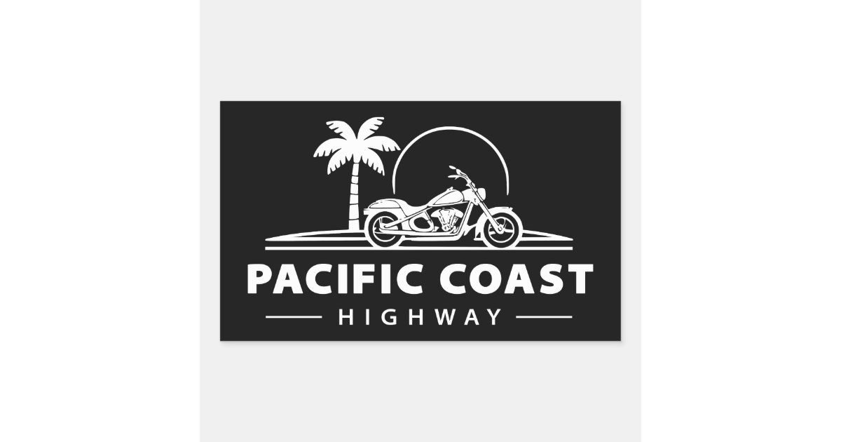 Pacific Coast Highway Motorcycle Rectangular Sticker | Zazzle