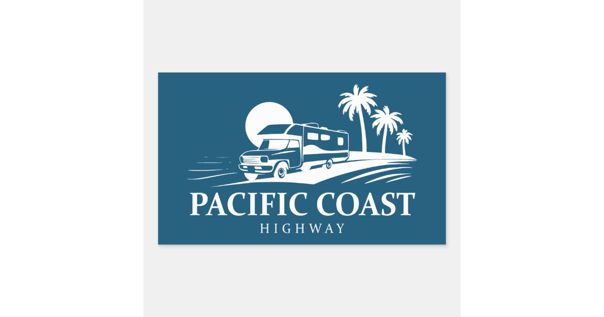Pacific Coast Highway Recreational Vehicle Rectangular Sticker | Zazzle