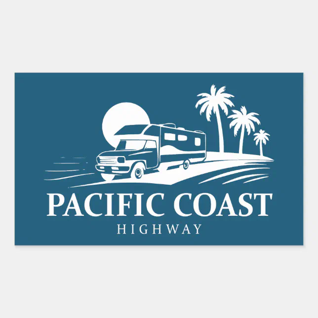 Pacific Coast Highway Recreational Vehicle Rectangular Sticker | Zazzle