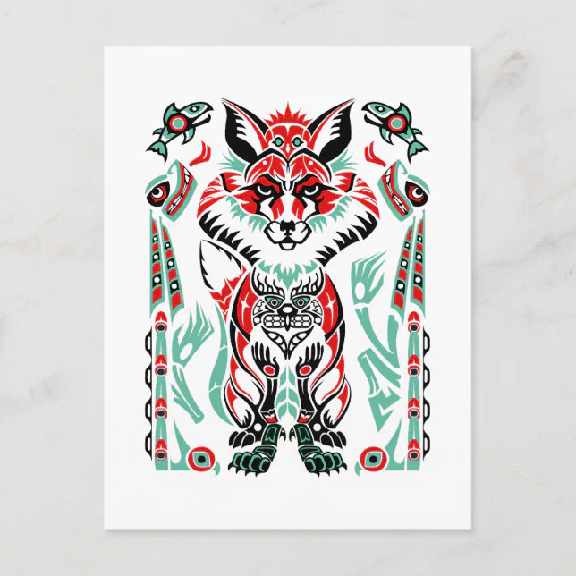 Pacific North Coastal Native American Indian Fox Postcard | Zazzle
