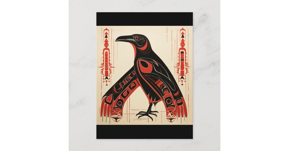 Pacific Northwest art style raven Postcard | Zazzle