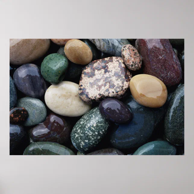 Pacific Northwest USA, Colorful river rocks Poster | Zazzle
